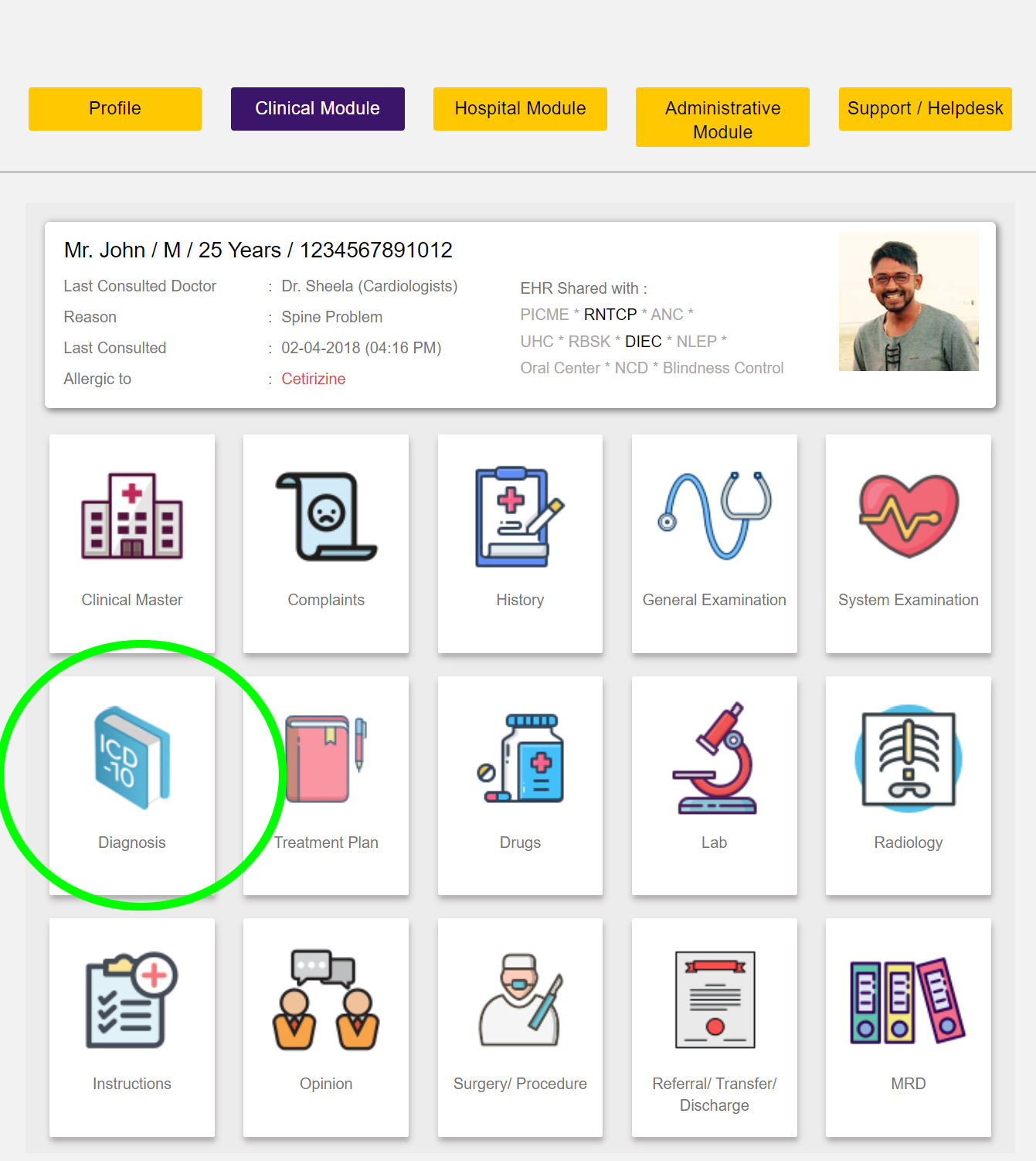 “Diagnosis” Module of HMS | iHealthTN